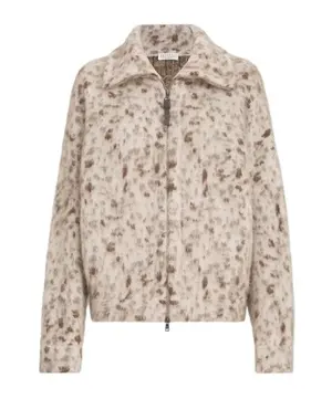 Brunello Cucinelli Mohair And Wool Lynx Jacquard Cardigan - Light Yellow