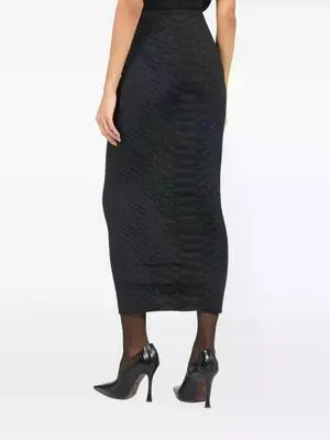 Roberto Cavalli Snake-texture Midi Skirt - Black