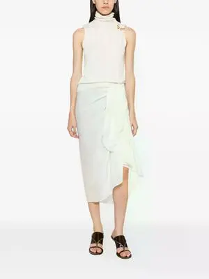 Alberta Ferretti Sleeveless High Neck Top With Gold-tone Hardware - White