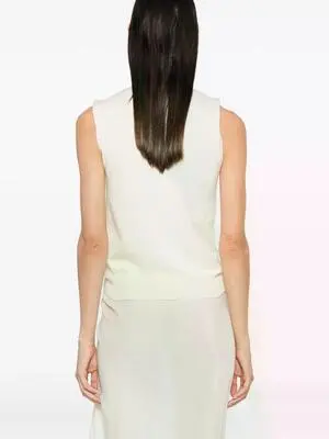 Alberta Ferretti Sleeveless High Neck Top With Gold-tone Hardware - White