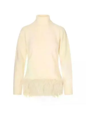 P.a.r.o.s.h Feather-trim Roll-neck Sweater - Neutrals