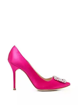 Manolo Blahnik Hangisi Crystal-buckle Pumps - Pink