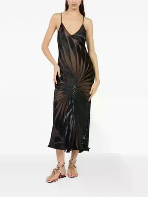 Roberto Cavalli Leaf-devoré Spaghetti-strap Midi Dress