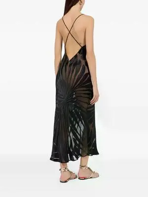 Roberto Cavalli Leaf-devoré Spaghetti-strap Midi Dress