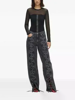 Karl Lagerfeld Lace-up Wide Leg Jeans