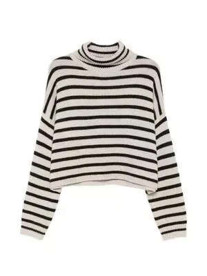 LISA YANG Zerlina Striped Roll-neck Sweater - Neutrals