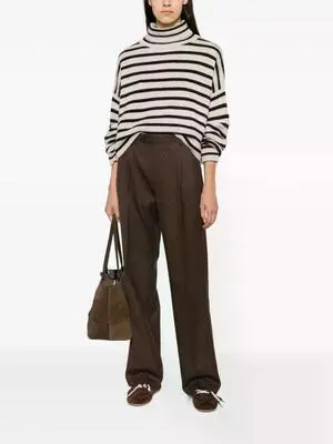 LISA YANG Zerlina Striped Roll-neck Sweater - Neutrals