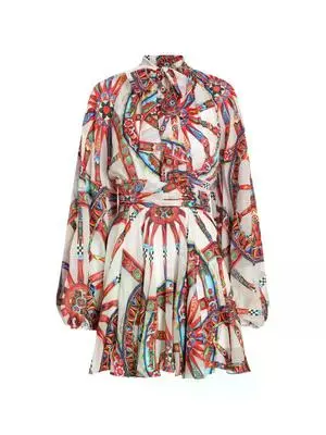 Dolce & Gabbana Carretto-print Devoré Twill Dress - White