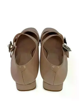 ROGER VIVIER Mini Très Vivier Mary Jane Pumps With Crystal Flower Buckles