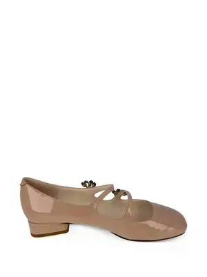 ROGER VIVIER Mini Très Vivier Mary Jane Pumps With Crystal Flower Buckles