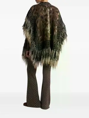 Etro Mohair-blend Jacquard Cape With Fringing And Leopard-motif