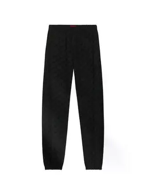 Hugo Flokky Relaxed-fit Tracksuit Bottoms With Flocked Logo - Black
