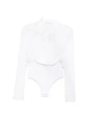Patrizia Pepe Poplin Bodysuit Shirt - Black