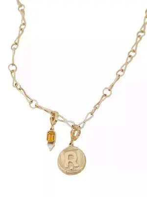 AZLEE Diamond Initial Coin Pendant Necklace - Gold
