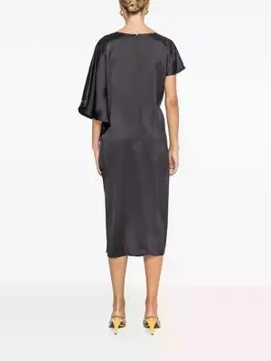 NISSA Satin-effect Asymmetrical Midi Dress