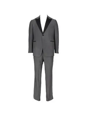 Isaia Contrast-lapel Tuxedo - Grey