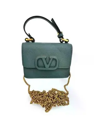 Valentino Garavani Vlogo Chain Leather Pouch - Blue