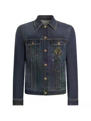 Dolce & Gabbana Denim Jacket With Logo Patch - Blue