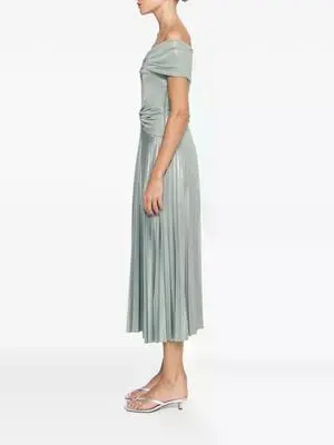 NISSA Pleated Off-shoulder Dress