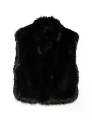 Patrizia Pepe Faux-fur High-neck Gillet - Black