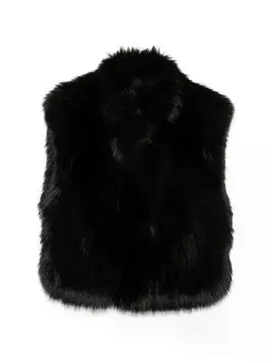 Patrizia Pepe Faux-fur High-neck Gillet - Black