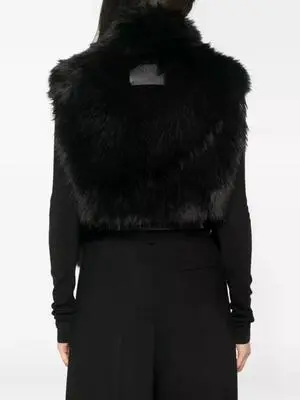 Patrizia Pepe Faux Fur High Neck Gilet - Black