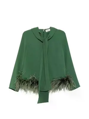 P.a.r.o.s.h Feather-trim Pussy-bow Blouse