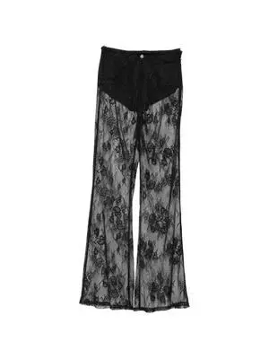 Patrizia Pepe Flared Lace Trousers - Black