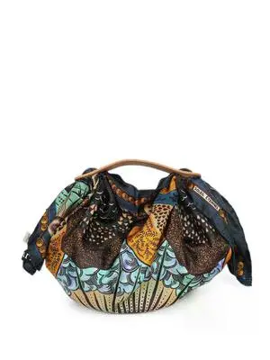 ATELIER VLISCO Graphic-print Silk Backpack - Blue