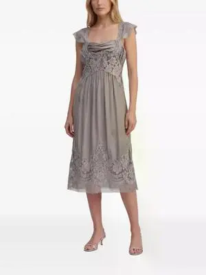 Alberta Ferretti Lace-panelled Mid Silk Dress - Grey