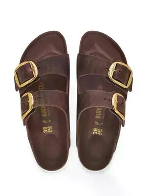 BIRKENSTOCK Arizona Oiled Leather Sandals With Big Buckle - Brown