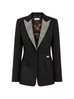 Philipp Plein Single Breasted Fit Blazer Crystal Strass