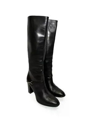 Saint Laurent Chain-link Knee-high Leather Boots