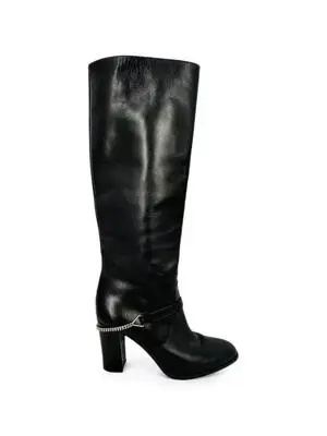 Saint Laurent Chain-link Knee-high Leather Boots