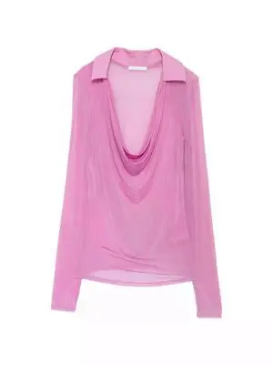 Patrizia Pepe Sheer Ruched Top - Pink