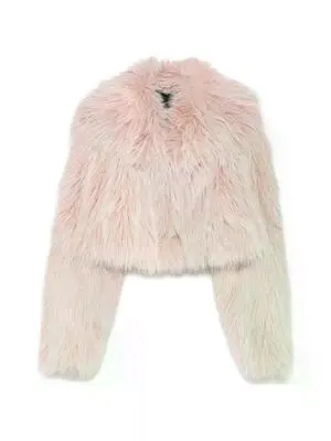 Patrizia Pepe Cropped Faux Fur Jacket - Pink