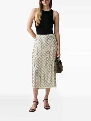 HOSS INTROPIA Renée Bead-embellished Diamond-pattern Midi Skirt