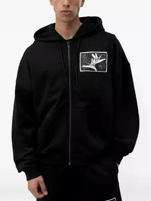 Hugo Graphic-print Zip-up Hoodie - Black