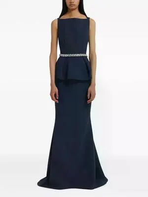 Safiyaa Carter Crystal-embellished Peplum Gown - Blue