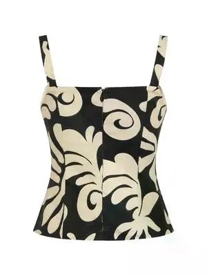 CALA DE LA CRUZ Floral-print Top - Black
