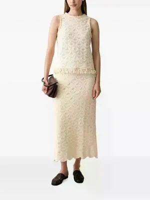 PEDRO DEL HIERRO Crochet Scalloped Maxi Skirt - Neutrals