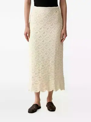 PEDRO DEL HIERRO Crochet Scalloped Maxi Skirt - Neutrals