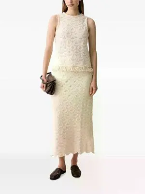 PEDRO DEL HIERRO Crochet Scalloped Maxi Skirt