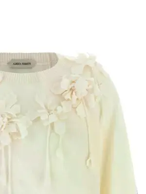 Alberta Ferretti Floral Embroidered Pendant Detail Sweater
