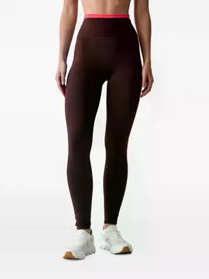 P.E Nation Logo-print Side-stripe Leggings - Brown
