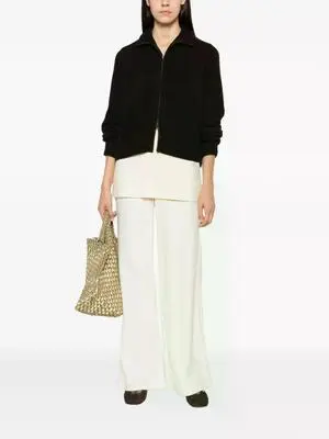 LISA YANG Sadie Ribbed Knit Zip Cardigan - Black