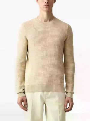 TRUSSARDI Textured-knit Crew-neck Sweater - Neutrals
