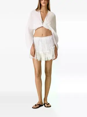 PNK Lace-trim Pleated Skirt - White