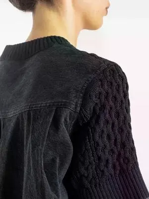 Sacai Denim-panel Sweater - Black
