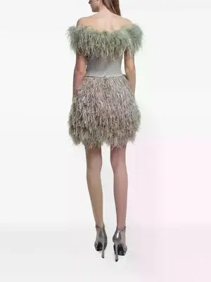 GEMY MAALOUF Feather-trim Off-shoulder Top